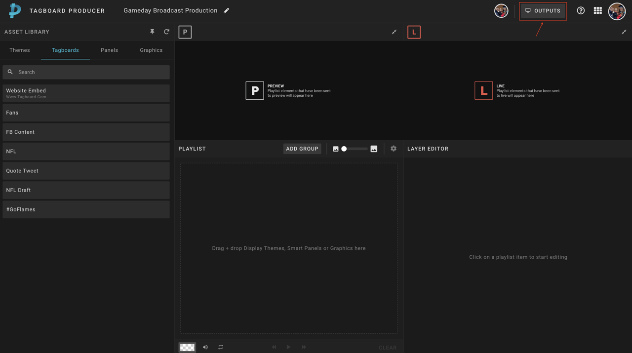 Create & Manage Live Display Outputs